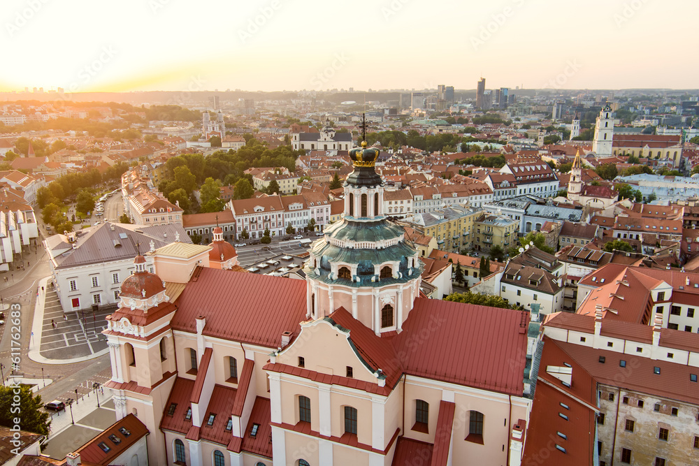 Aerial view of Vilnius Old Town, one of the largest surviving medieval ...
