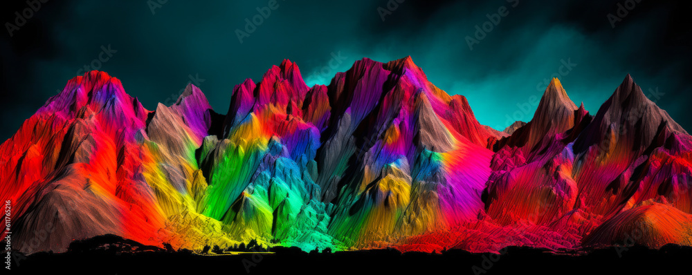 Captivating mountain range with peaks painted in vibrant gradient ...