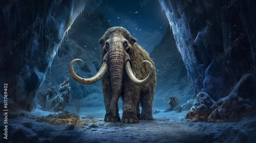 Mammoths prehistoric animals of the ice age, portraits of ancient ...