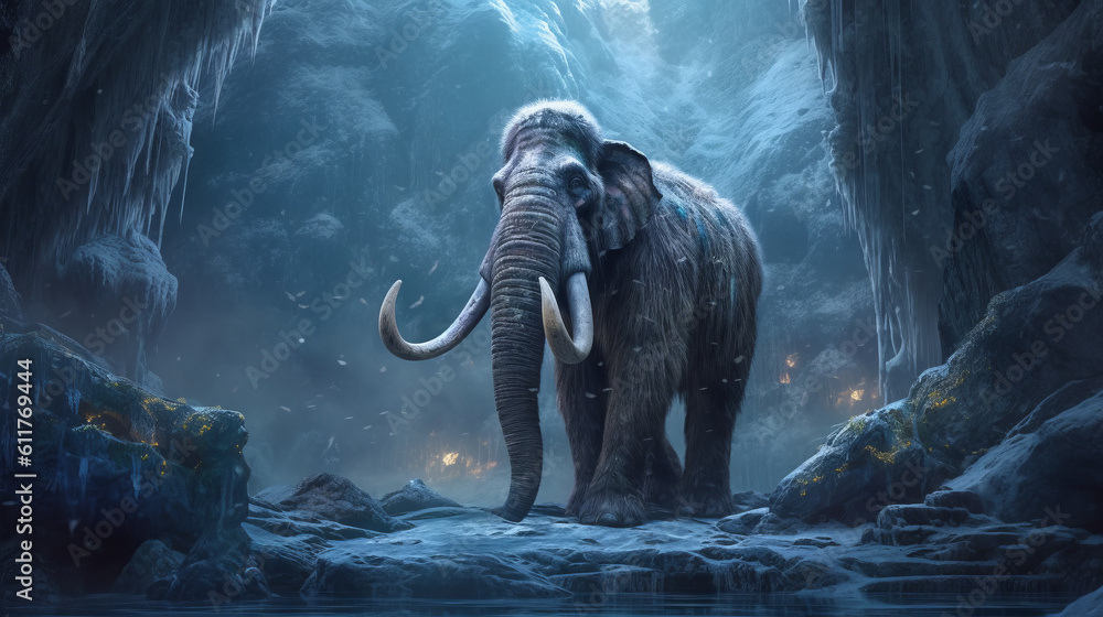 Mammoths prehistoric animals of the ice age, portraits of ancient ...