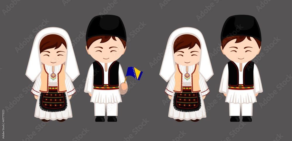Bosnians in national costume. Couple in Bosnia and Herzegovina ...