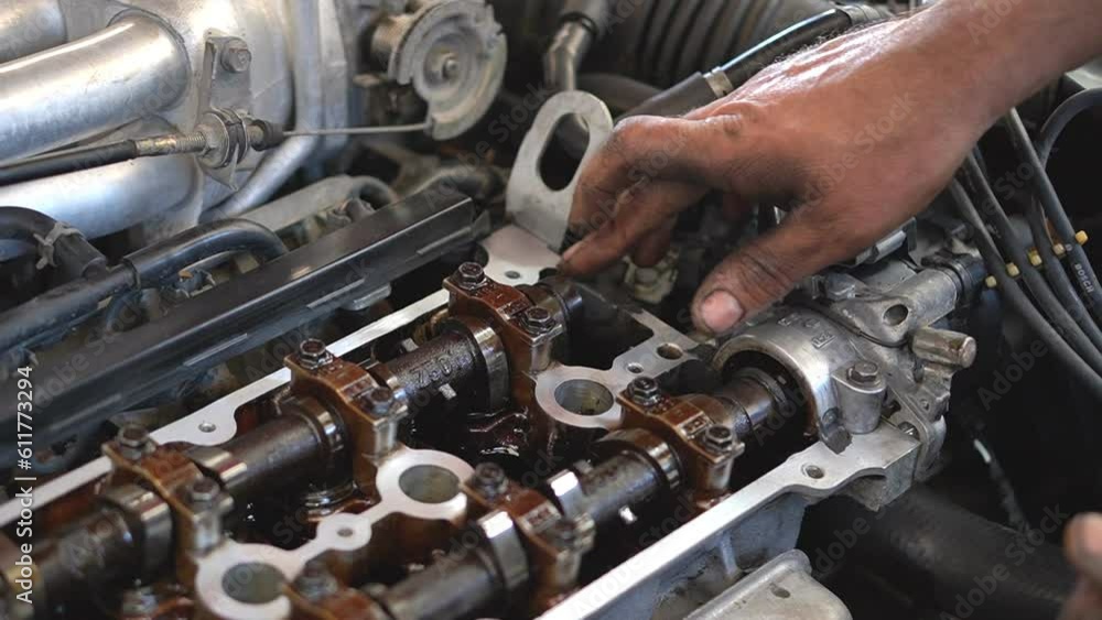 Car service station. Repair and replacement of mechanisms and worn ...