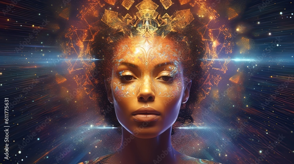 Mindfulness consciousness, New Age concept of Starseed. Beautiful ...