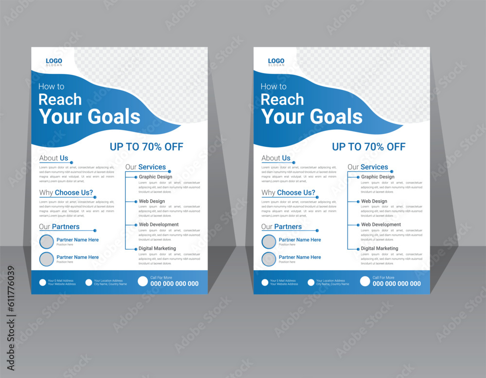 A4 size and half page free modern clean creative vector flyer design ...