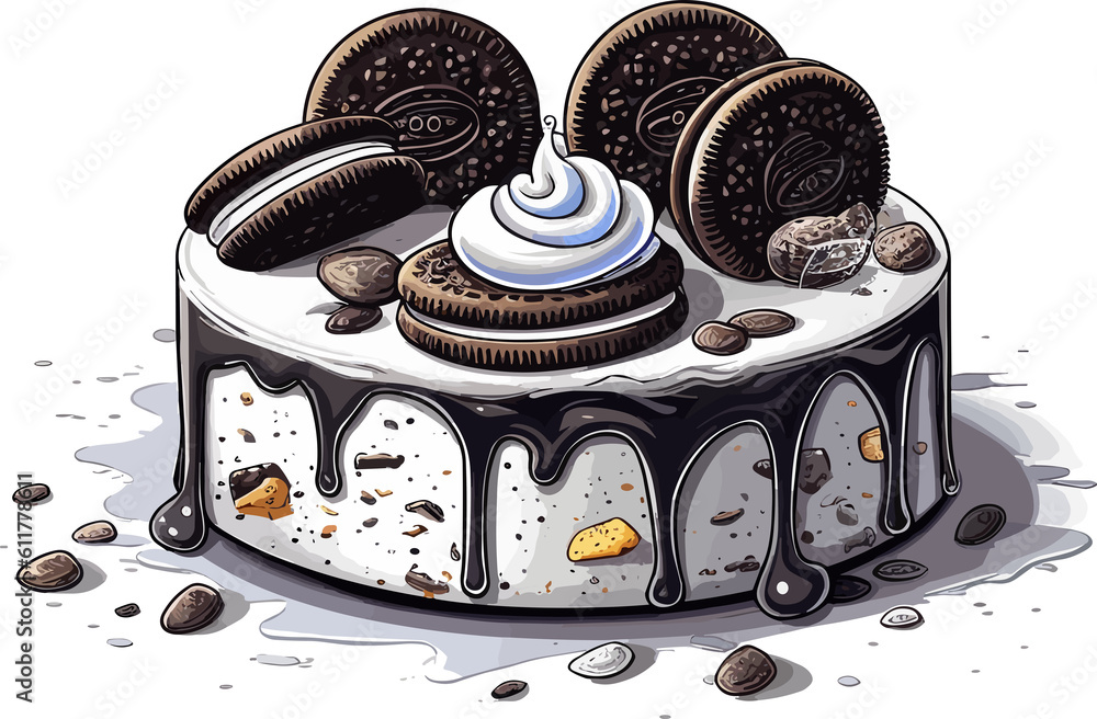 Cartoon Cookies And Cream Mousse Cake Design, Png, illustration ...