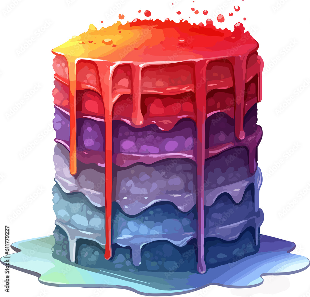 Cartoon Ombre Layer Cake Design, Png, illustration, Generative AI Stock ...