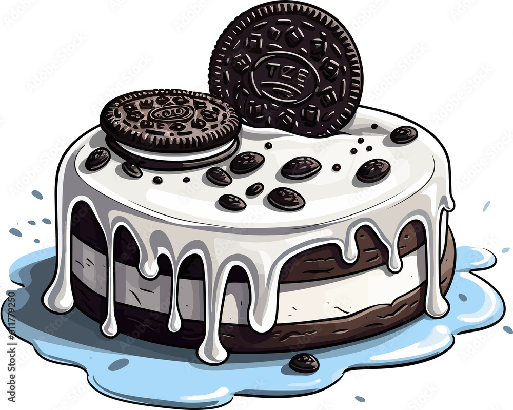 Cartoon Oreo Cheesecake Design, Png, illustration, Generative AI Stock ...
