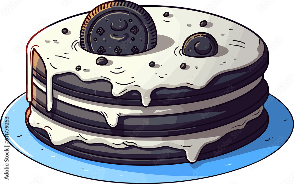 Cartoon Oreo Cake Design, Png, illustration, Generative AI Stock ...