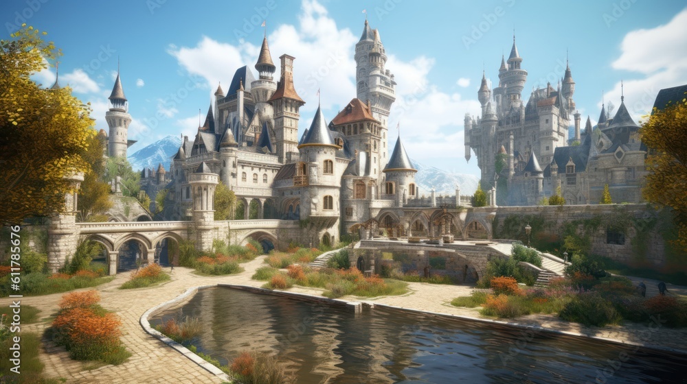 Grand and enchanting game art castle straight out of a fairy tale ...