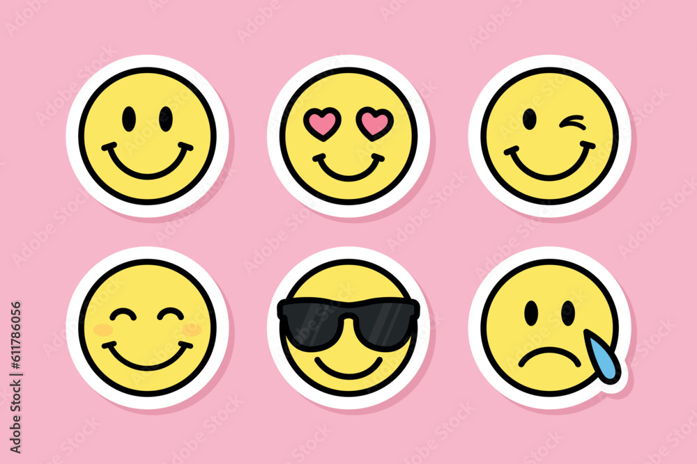 Vetor do Stock: smiley faces, set of emojies, cartoon vector sticker ...