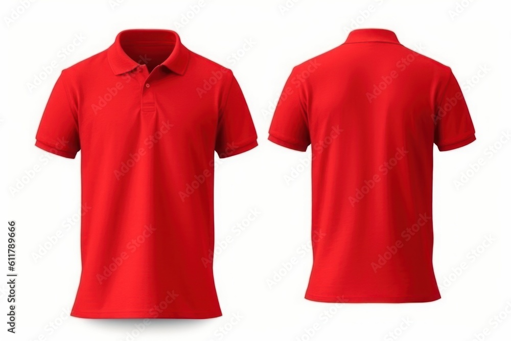 Red Polo T-Shirt Mockup (Front and Back View) - Generative AI Stock ...