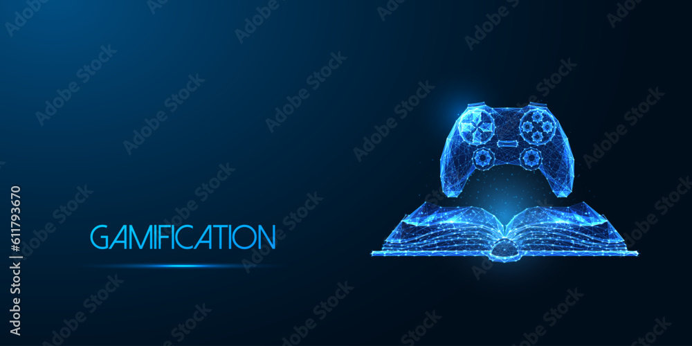 Poster Gamification, immersive learning, education futuristic concept ...