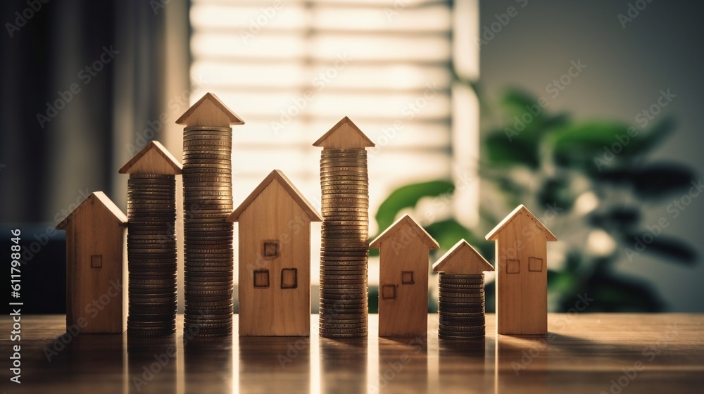 Real estate business banner background with house model in hands and ...