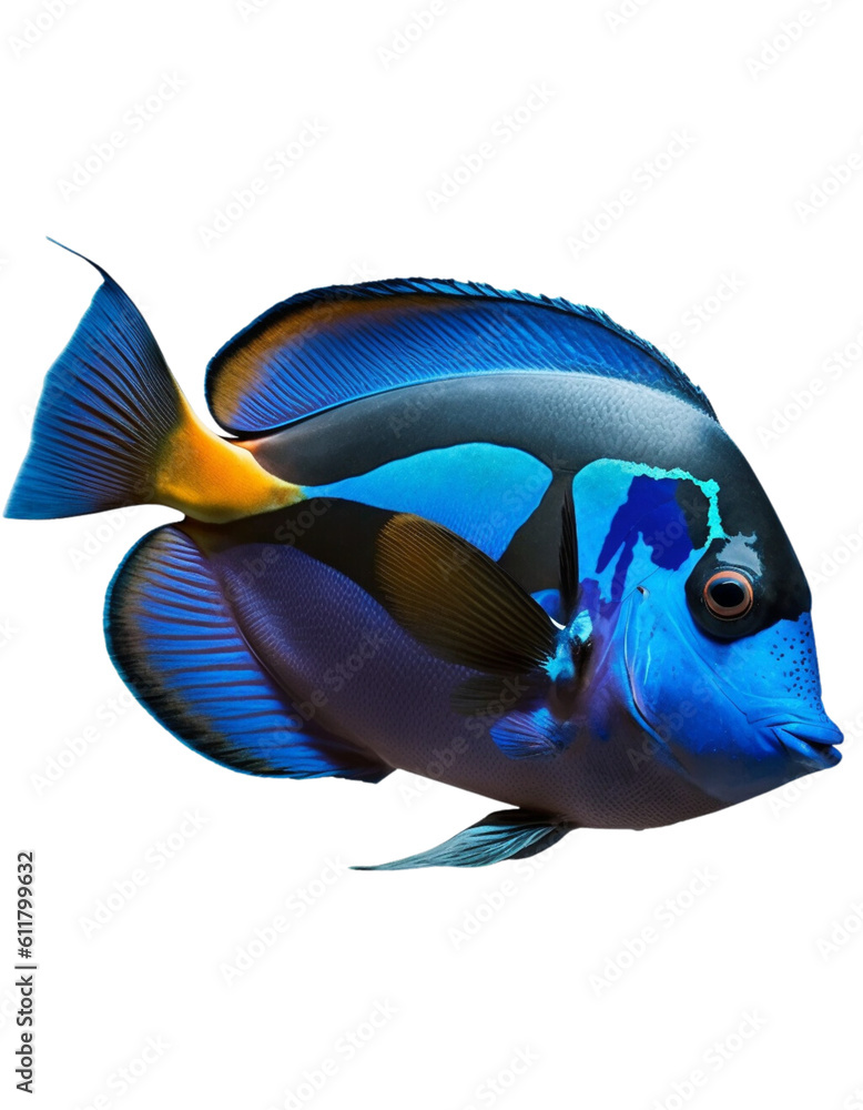 blue tang fish isolated on transparent background cutout ,Generative AI ...