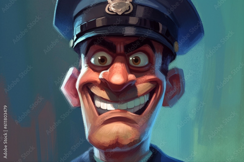 Graphic novel style image of an overworked and surprised police officer ...