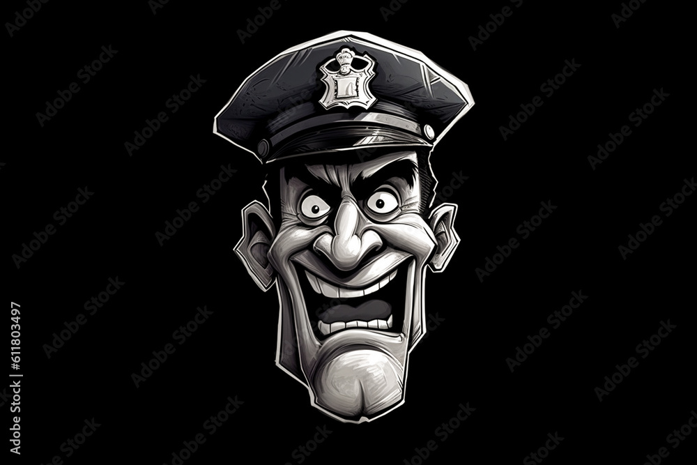 Graphic novel style image of an overworked and surprised police officer ...