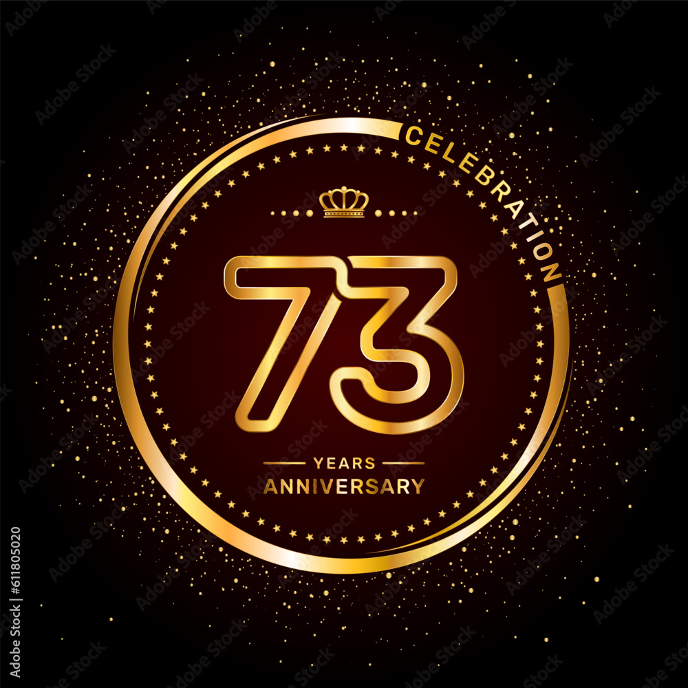 73 year anniversary logo with double line number style and gold color ...