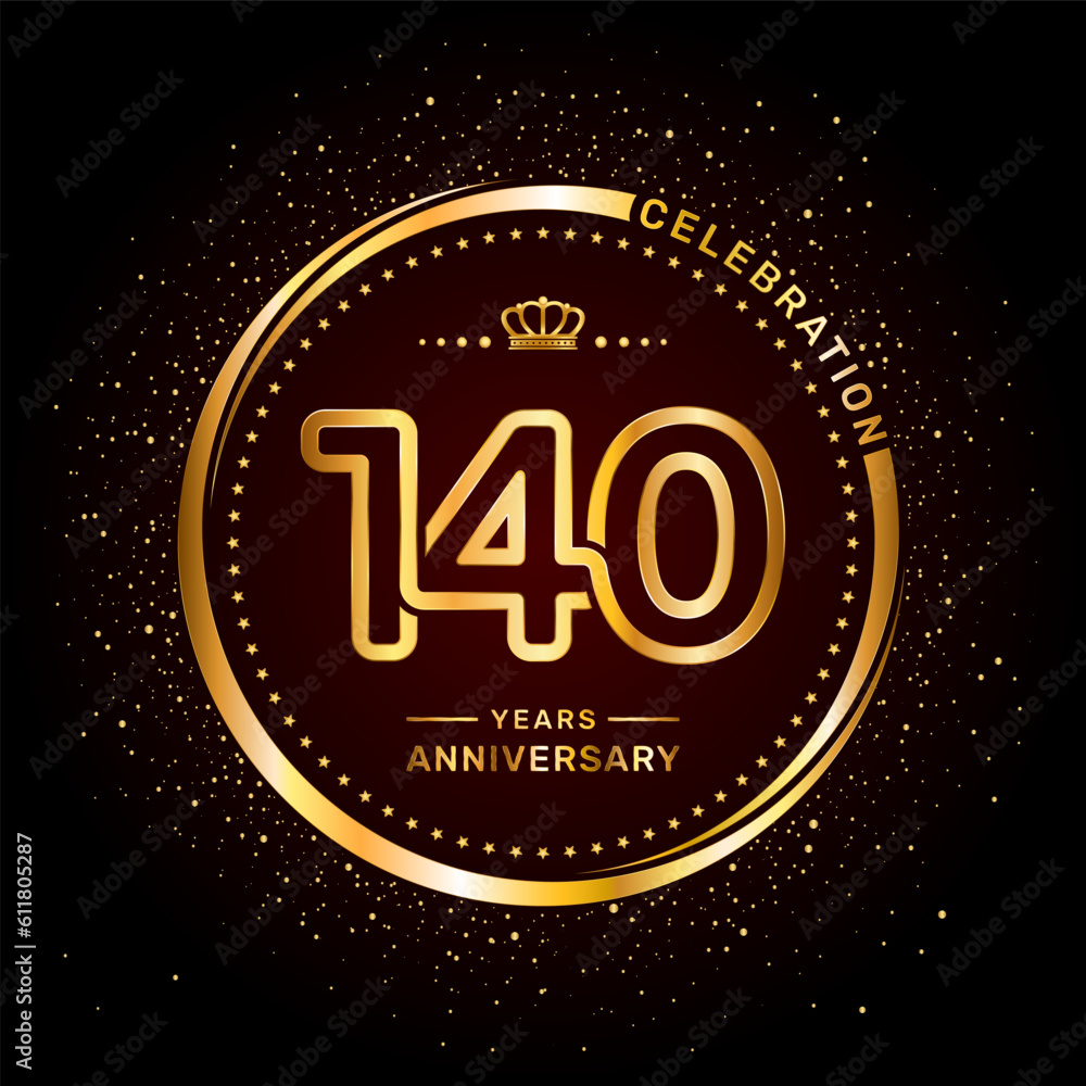 140 year anniversary logo with double line number style and gold color ...