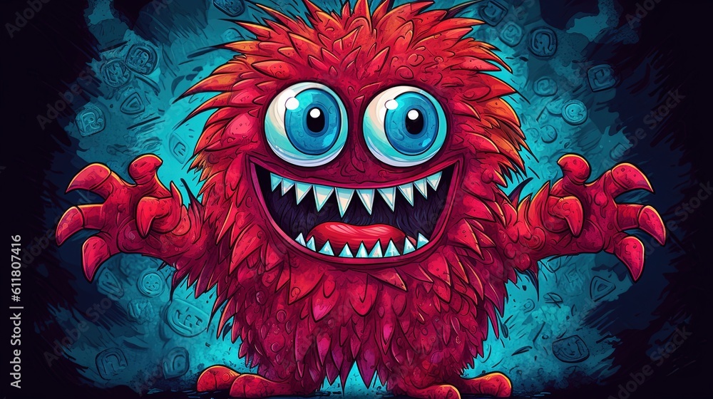 cartoon red monster. Fantasy concept , Illustration painting ...