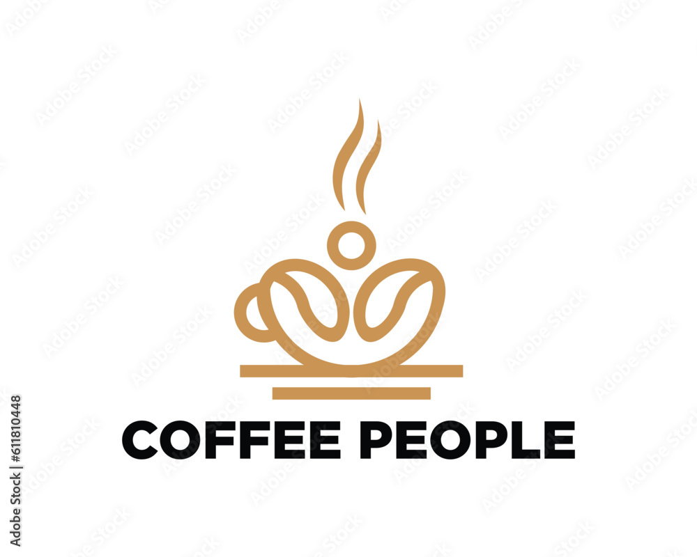 Coffee people logo design concept template vector Stock Vector | Adobe ...