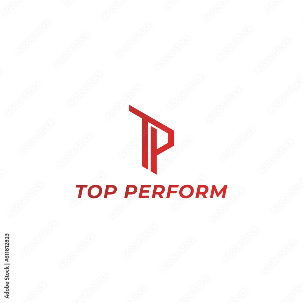 Abstract initial letter TP or PT logo in red color isolated in white ...