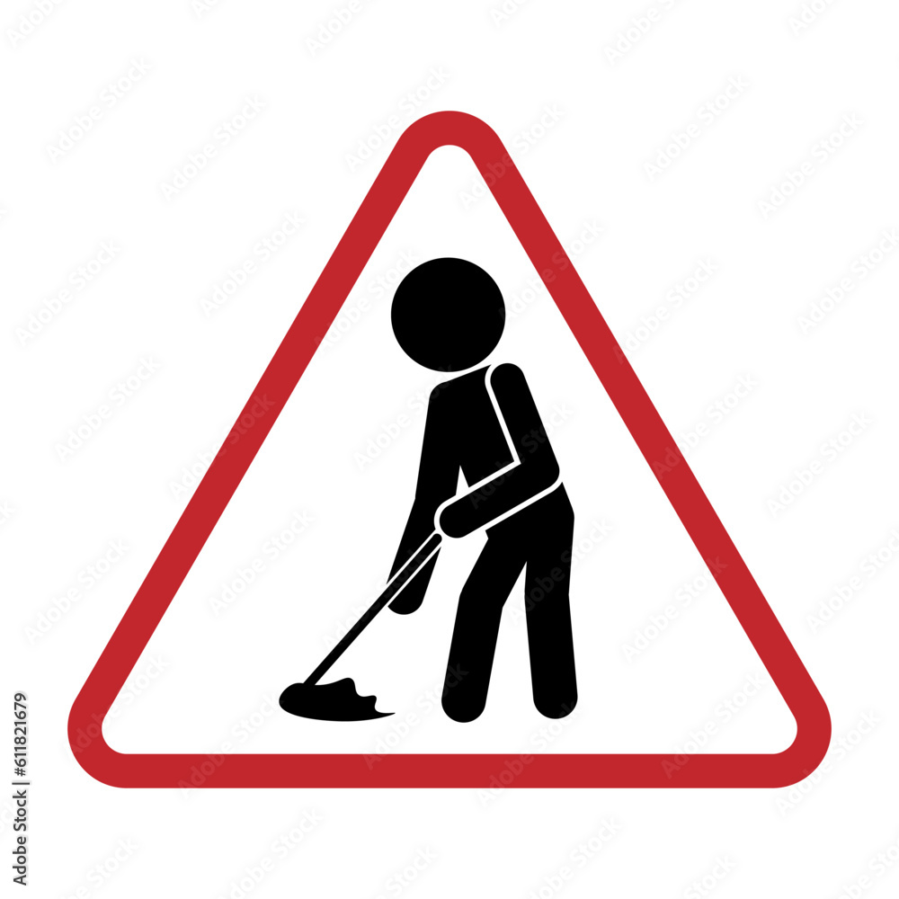 Isolated illustration of stickman moping floor with water, template ...