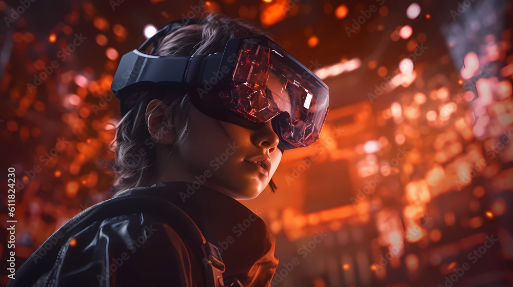Immersive AI Experience: Person Wearing Augmented Reality Glasses in ...