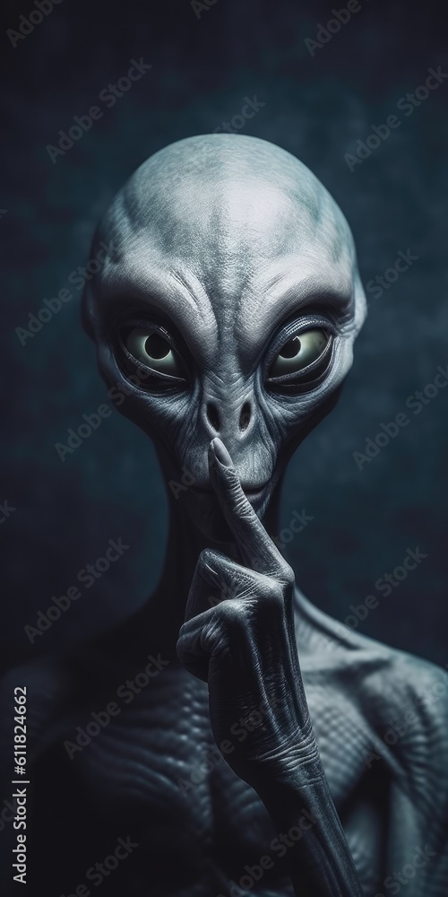 Portrait of an alien. Evil UFO demon. Diabolical creepy face ...