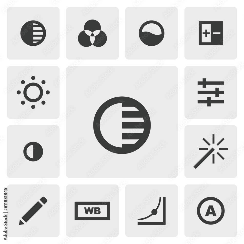 White icon vector design. Simple set of photo editor app icons ...