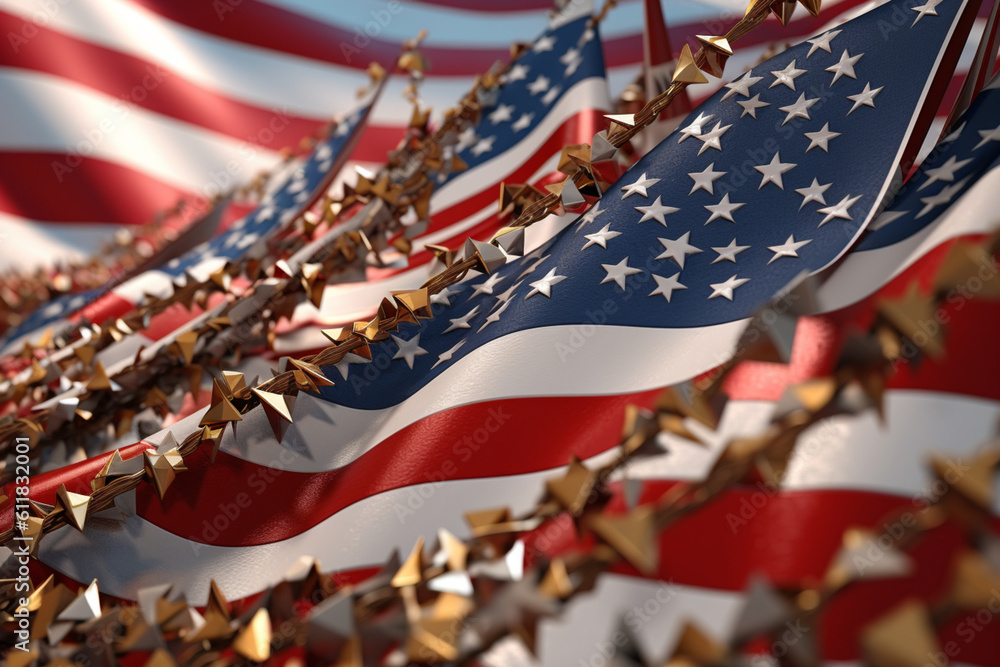 Captivating composition: The flag of America stands tall amidst ...