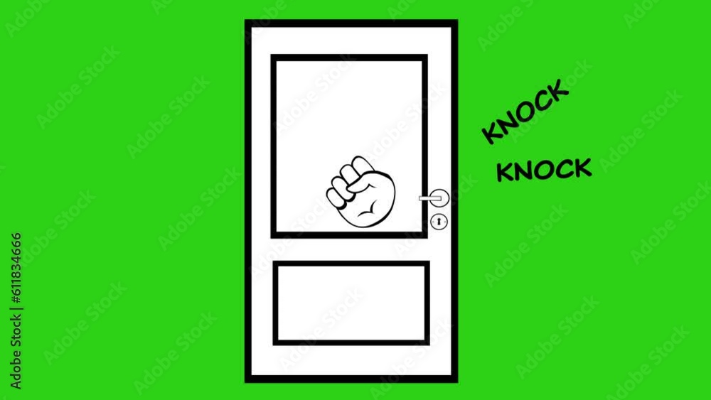 video drawing icon animation of a hand knocking on the door, drawn in ...