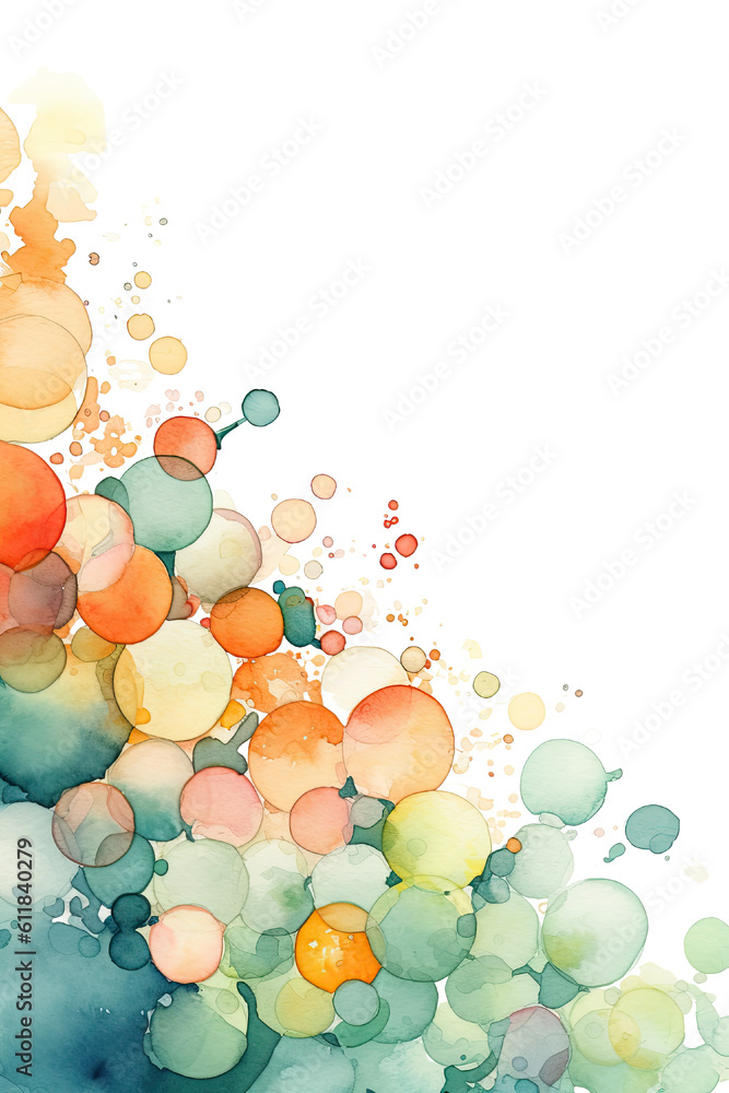 a cluster of floating abstract watercolor floating bubbles, isolated on ...