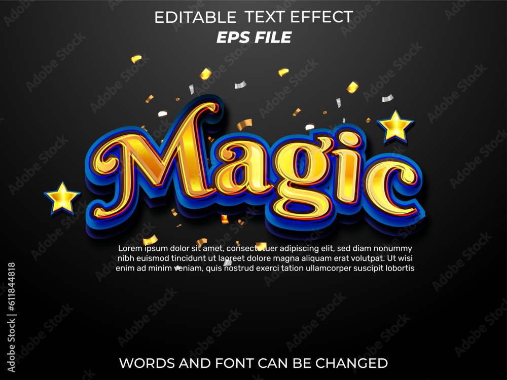 magic text effect, font editable, typography, 3d text. vector template ...