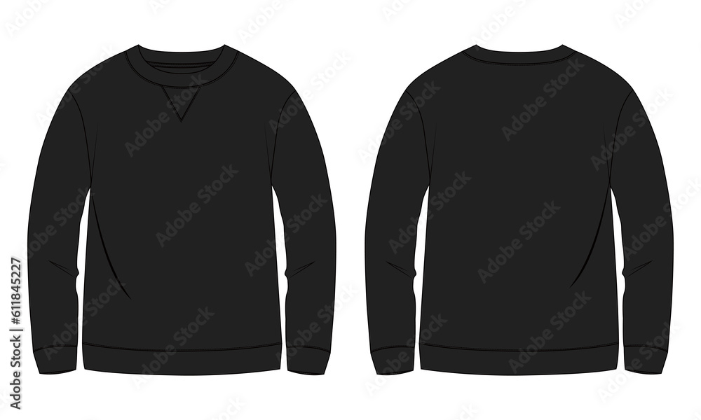 Long sleeve sweatshirt technical fashion flat sketch vector ...
