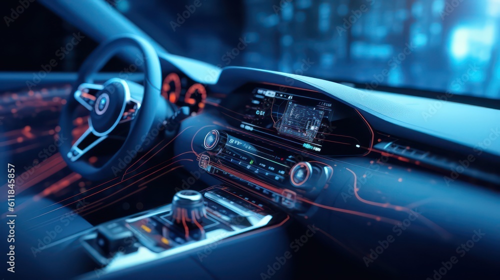AI Generating picture of a futuristic modern electric car speedometer ...