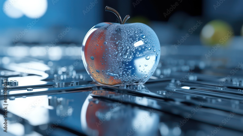 AI generated 3d image of a transparent air bubbles in apple crystal ...