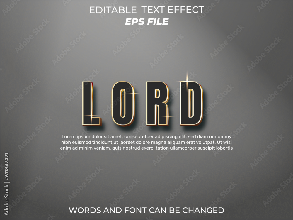 lord text effect, font editable, typography, 3d text. vector template ...