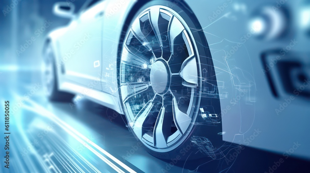 AI Generating 3d image of a car model in digital color background with ...