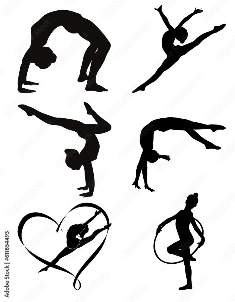 Sleek Gymnastics SVG Icons Set Stock Vector | Adobe Stock