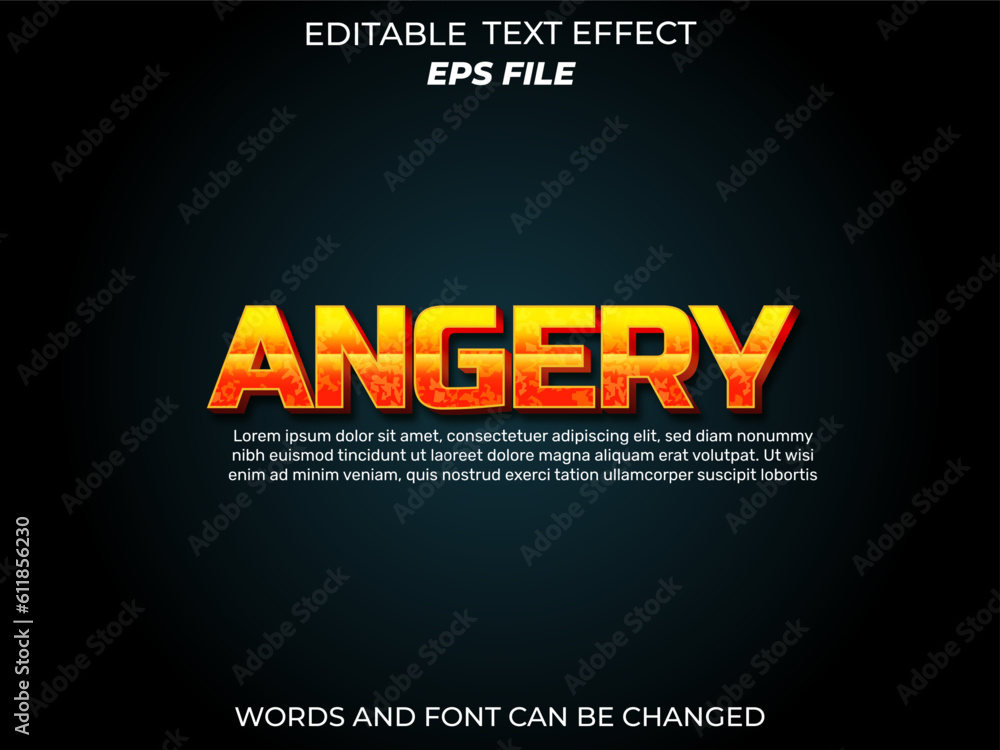 angery text effect, font editable, typography, 3d text. vector template ...