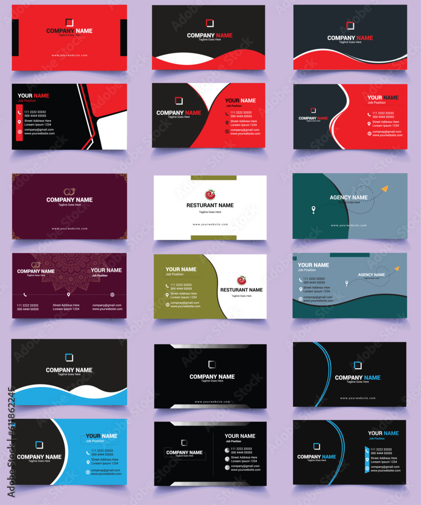 Many collections variety colors double sided professional corporate ...