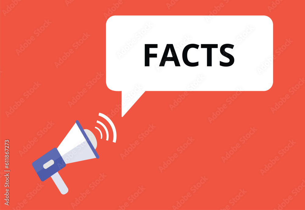 Facts announcement speech bubble with megaphone, Facts text speech ...