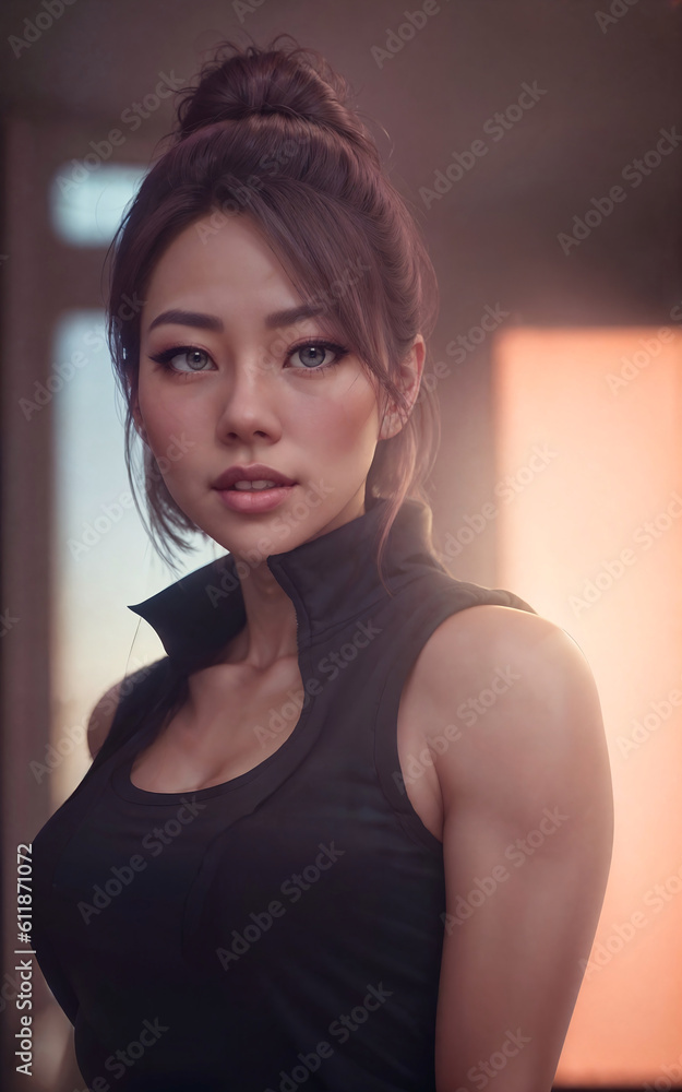 portrait photo of beautiful asian woman in sport exercise outfit ...