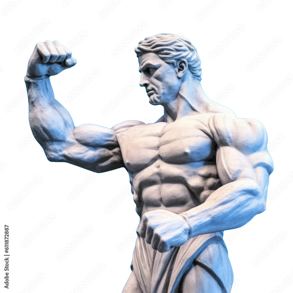 Greek sculpture of a bodybuilder on a transparent background ...