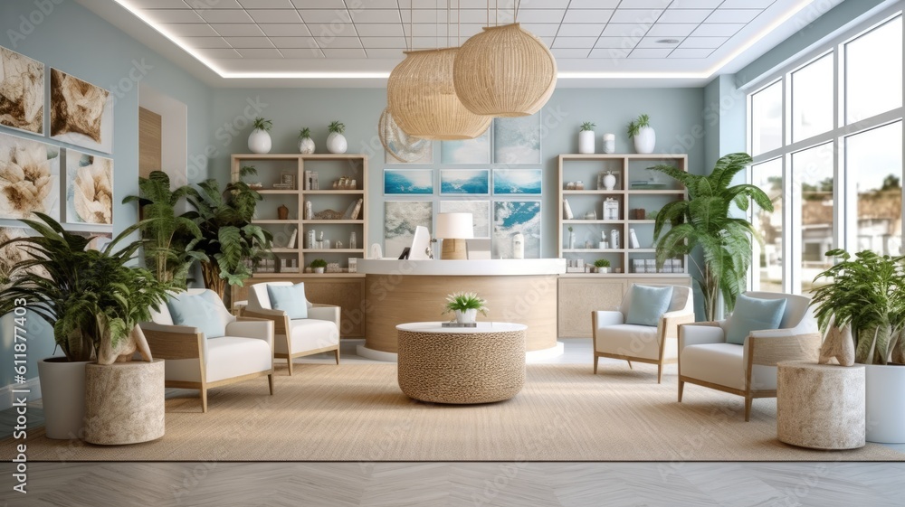 Inspiring office interior design Coastal style Reception featuring ...
