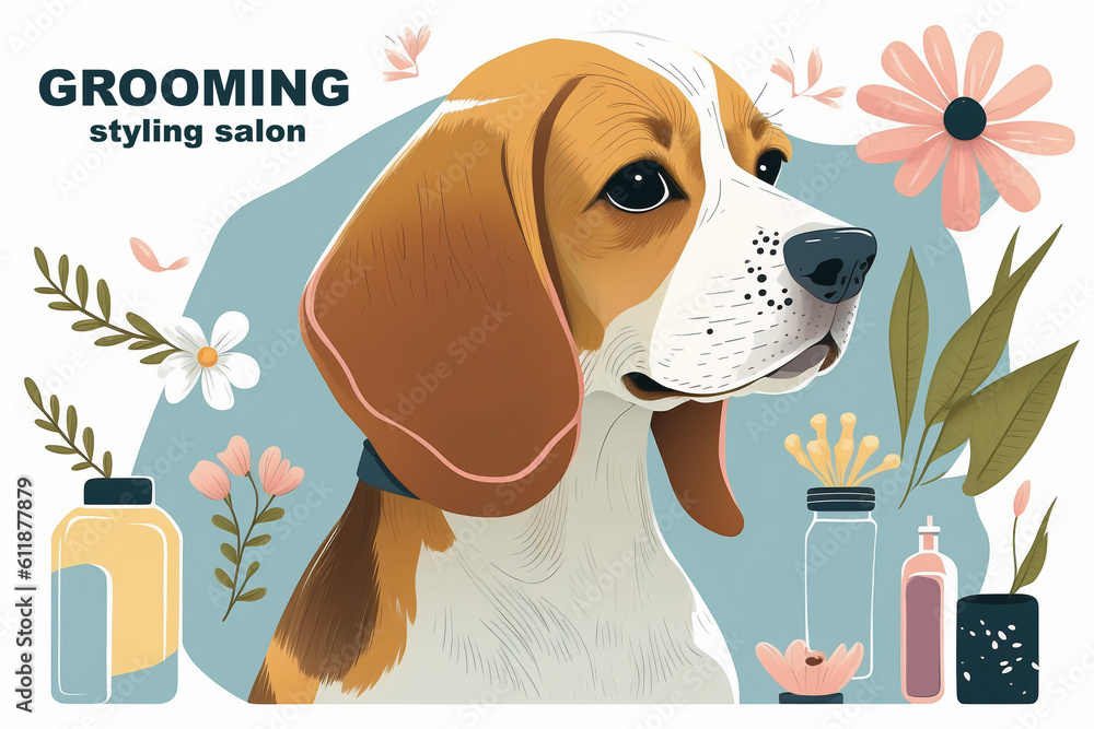 Generative AI.Dog grooming website. Graphic resource about pet grooming ...