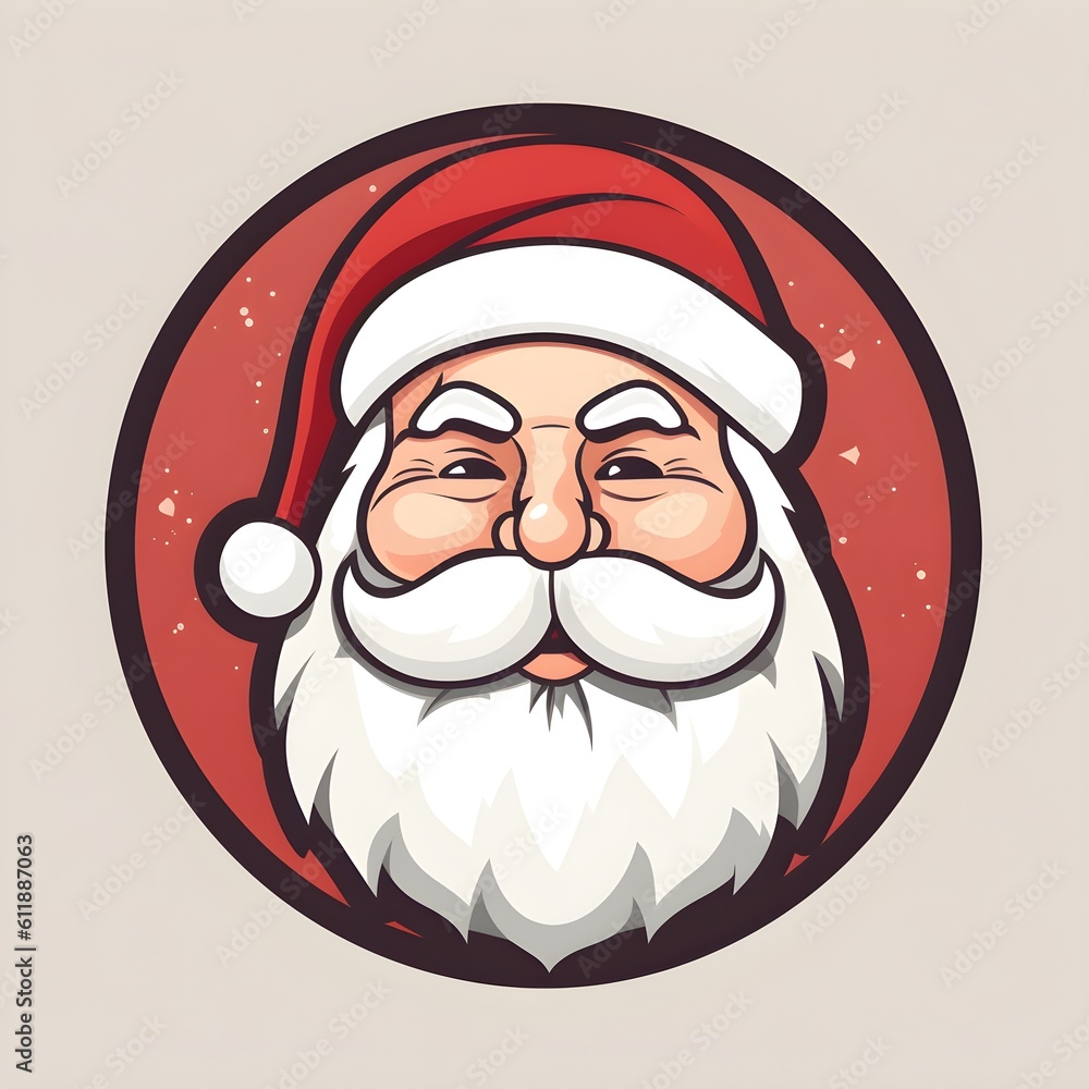 Simple santa logo illustration in circle, ai generated Stock ...