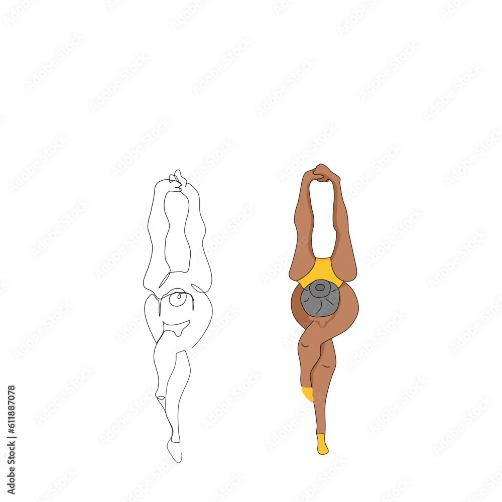 Female yoga poses for flexibility in two styles one is one continue ...