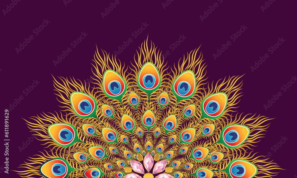 pattern of peacock feathers on a dark background. linear multi-colored ...