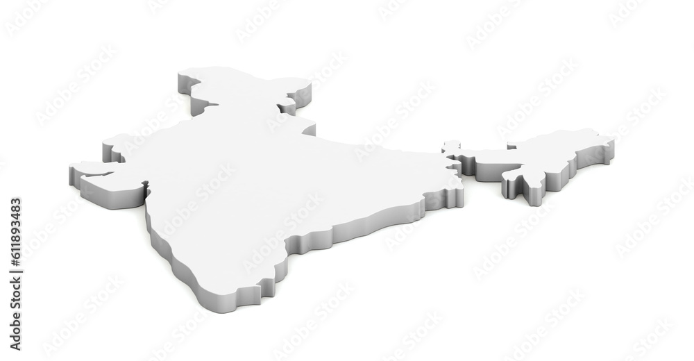 Flat India Map 3d isolated on transparent background. Three-dimensional ...